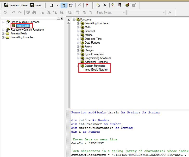 Mod 43 Crystal Report Custom Function 2171